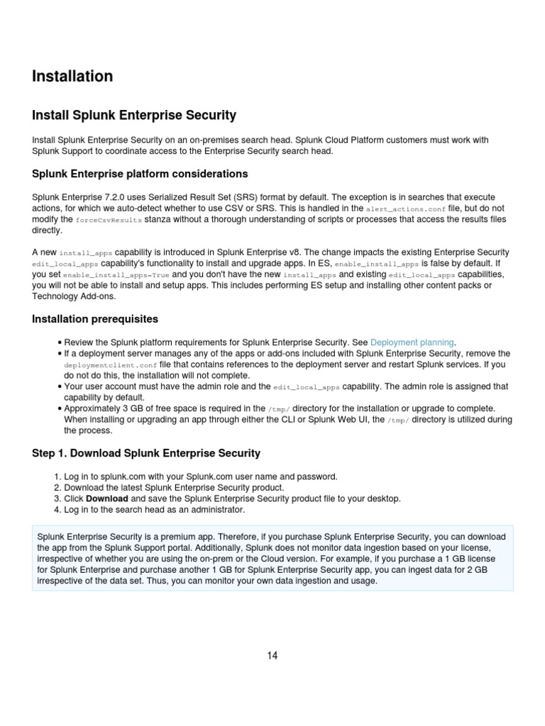 Installing Splunk Enterprise Security | PDF | Mobile App | Cloud Computing