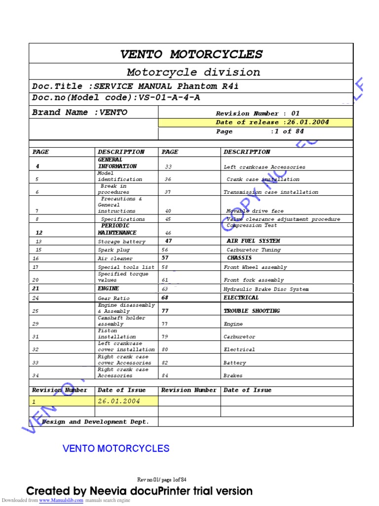 Vento Phantom R4i Service Maintenance Manual | PDF | Manual ...