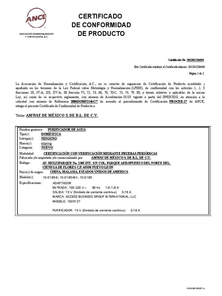 Certificado Ance 2013-2014 | PDF