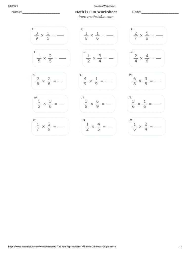 Fraction Worksheet 5 | PDF