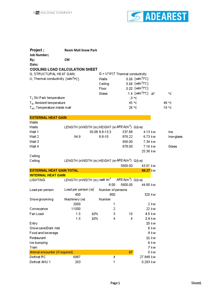 Heat Load Calc | PDF | Heat | Watt