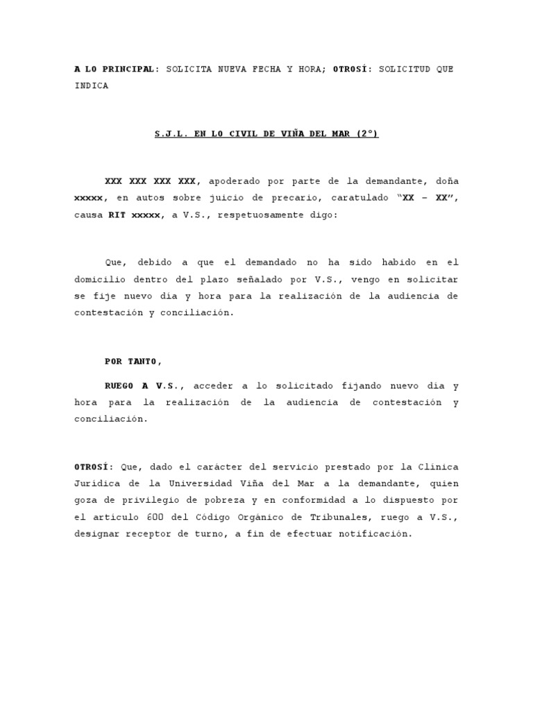 MODELO Solicita Nuevo Dia y Hora + Receptor de Turno | PDF