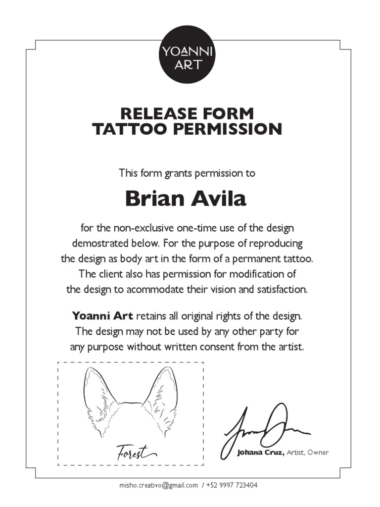 Tattoo Release Form - ForEST | PDF