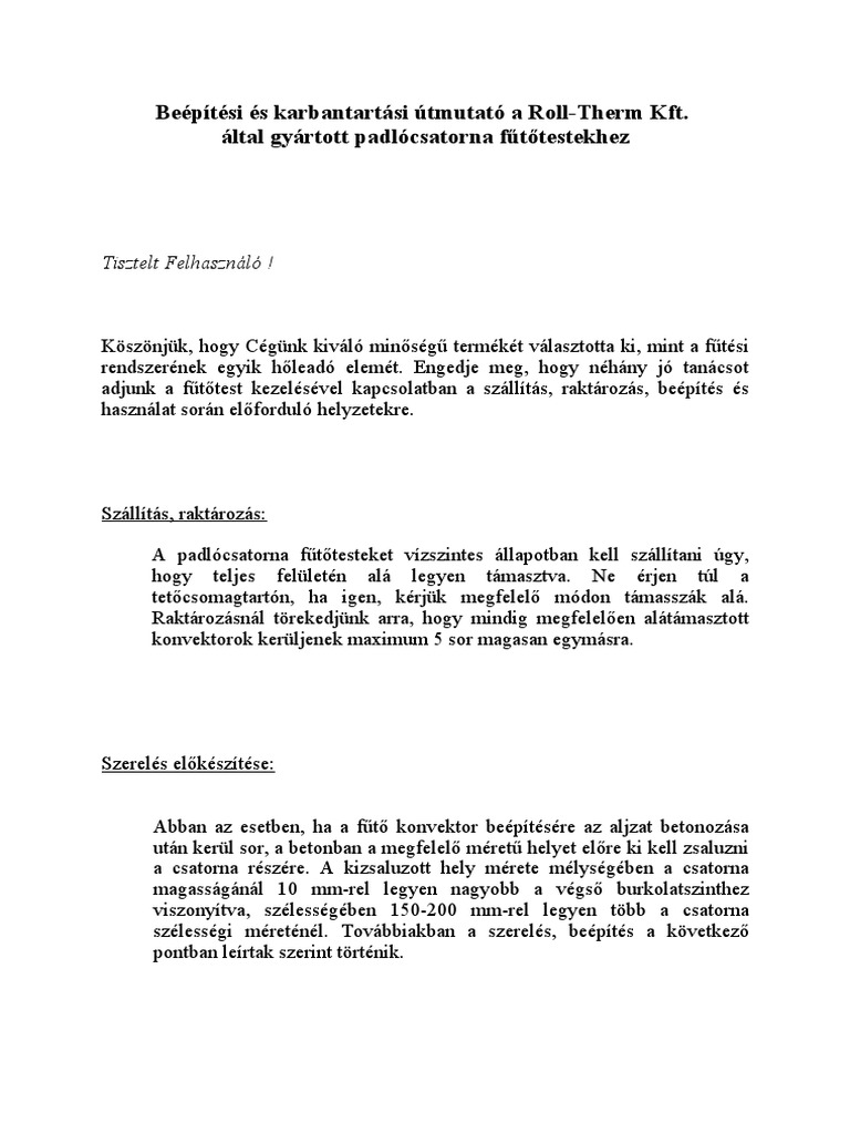 Roll-Therm Utmutato | PDF