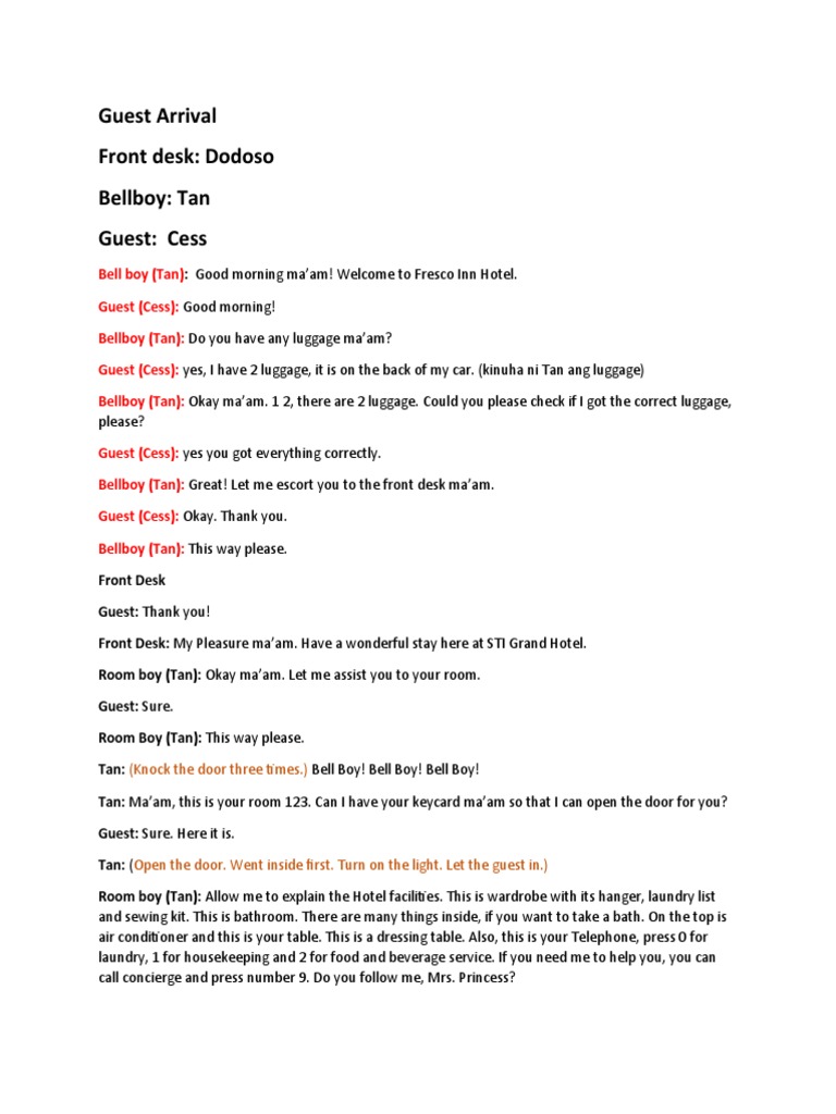 Bell Staff Script | PDF