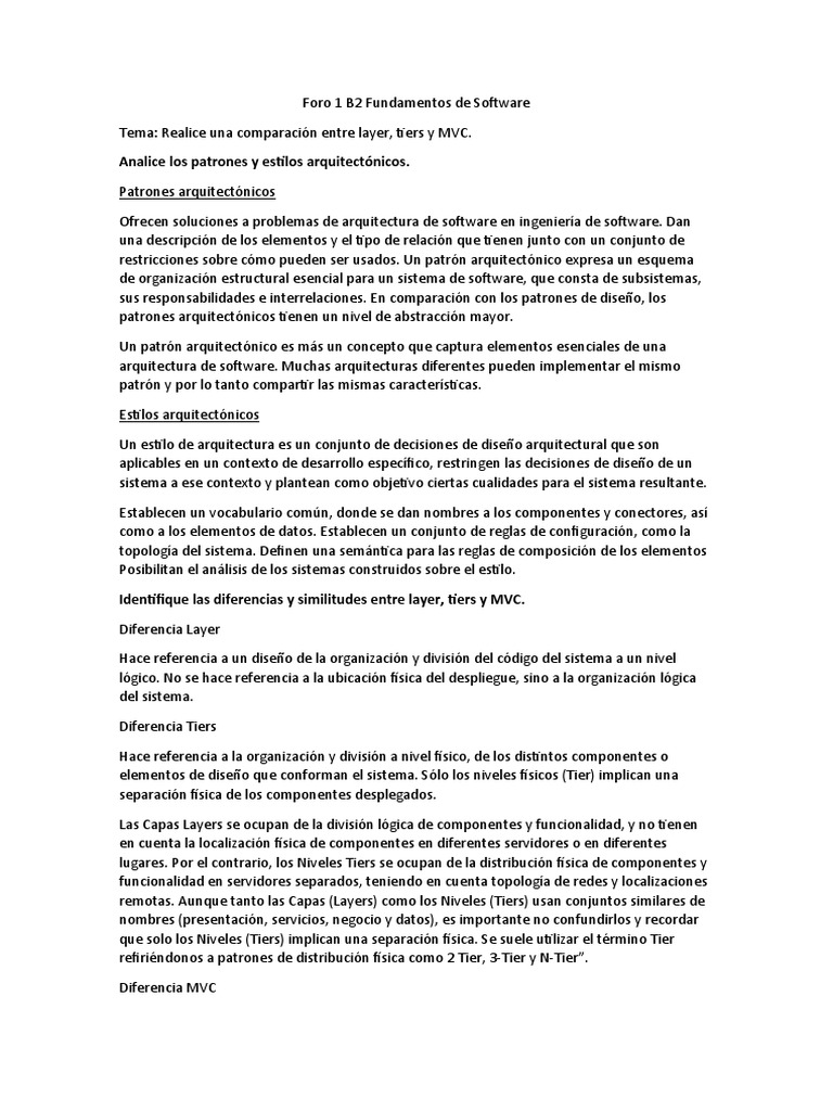 Foro 1 B2 de Fundamentos de Sofware | PDF | Software | Modelo – Vista – Controlador