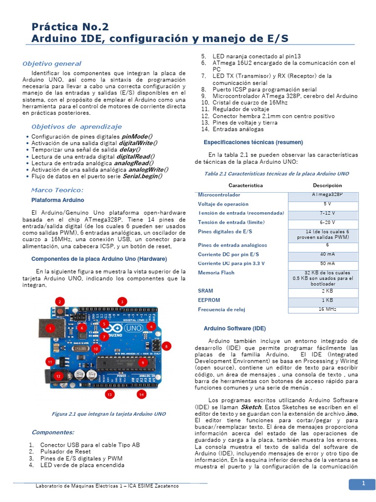 Práctica No.2nterfaz Arduino Configuración y Manejo de E-S | PDF | Arduino | Diodo emisor de luz
