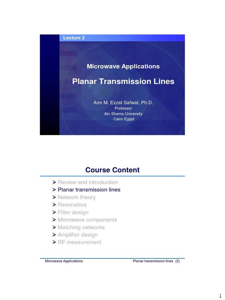 Lect 2 Planar Transmission Lines | PDF | Transmission Line | Electrical ...