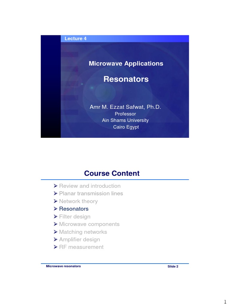 Lect 4 Resonators | PDF | Computer Engineering | Oscillation Lect 4 Resonators | PDF | Computer Engineering | Oscillation