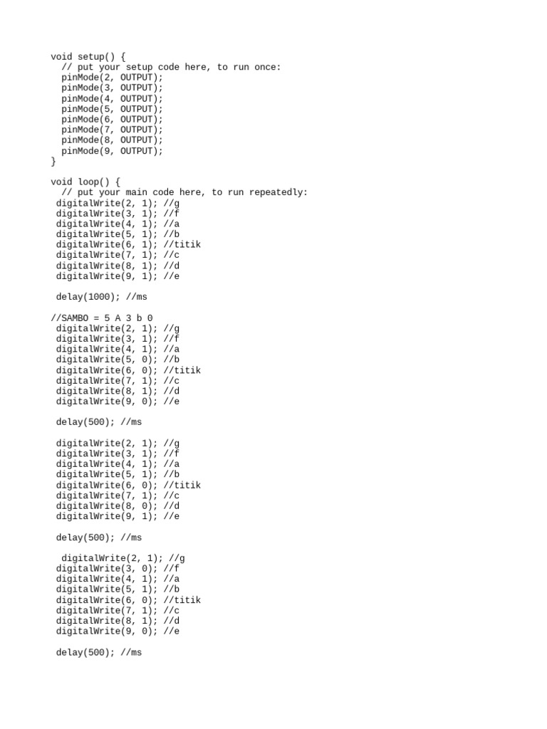 Arduino LED Control Code Example | PDF