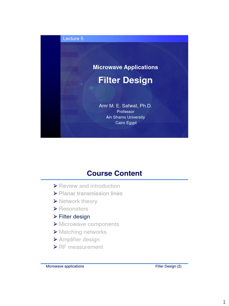 Lect 5 Filter Design | PDF | Filter (Signal Processing) | Electronic Filter Lect 5 Filter Design | PDF | Filter (Signal Processing) | Electronic Filter
