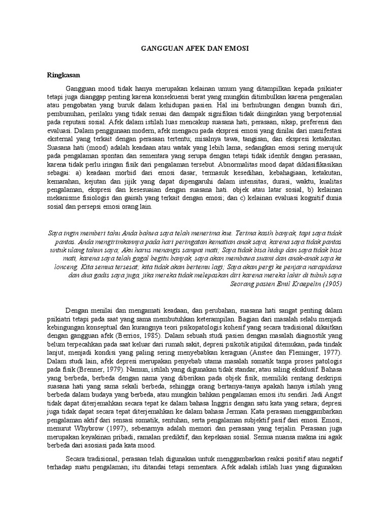 Gangguan Afeck dan Emosi dalam Psikiatri | PDF | Pengembangan Diri