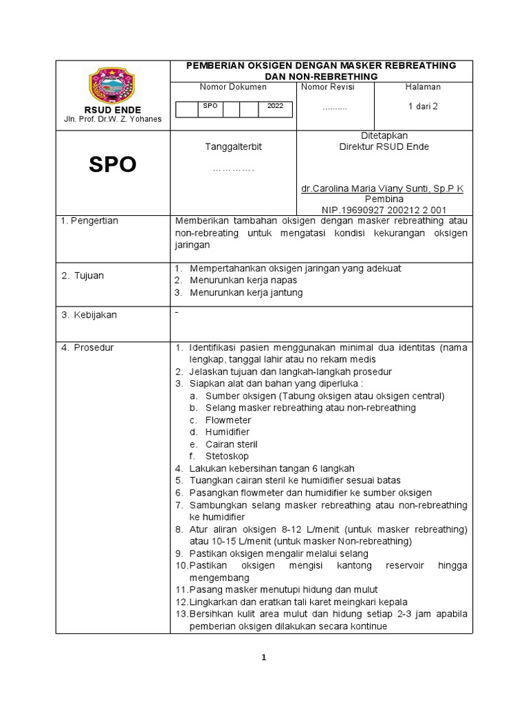 Spo Pemberian Oksigen RM NRM | PDF