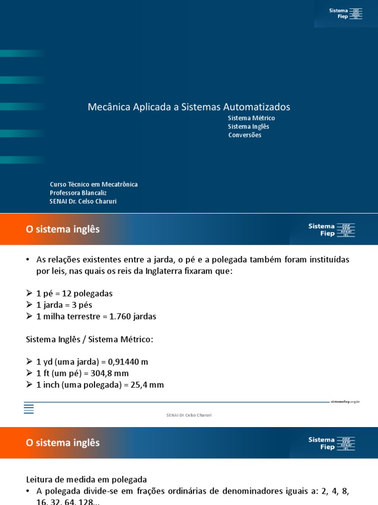 Mecânica Aplicada A Sistemas Automatizados - 2 - Conversões | PDF ...