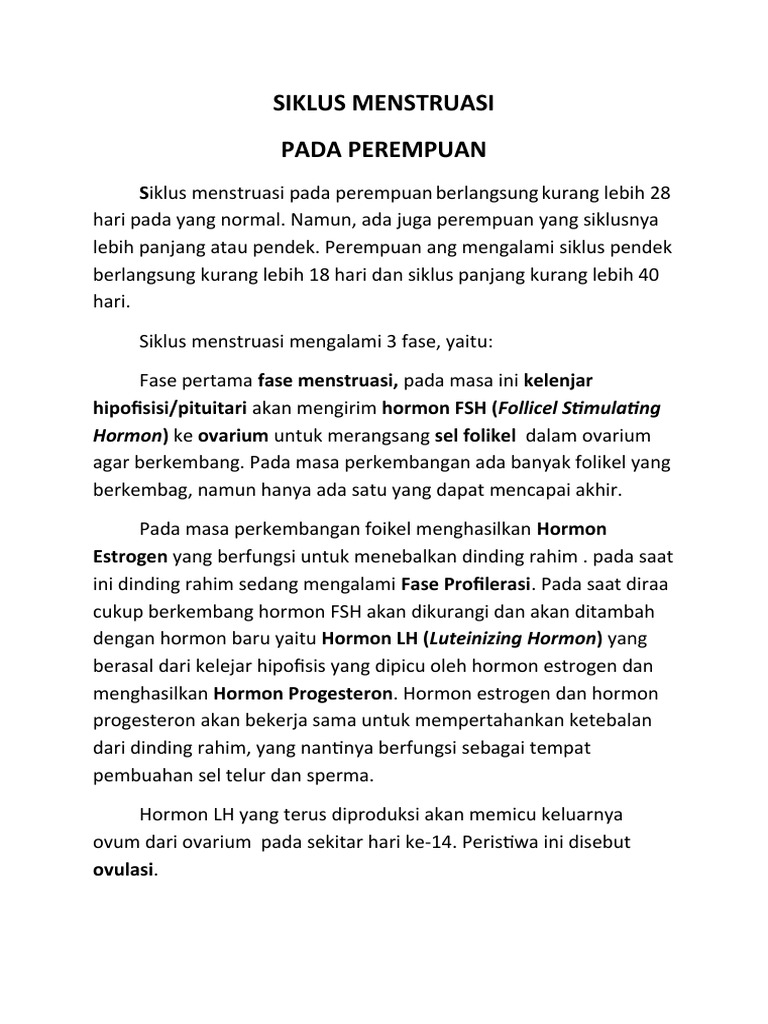 Siklus Menstruasi: Fase dan Hormon | PDF