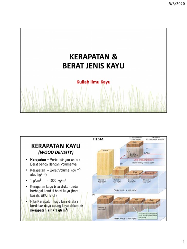 Kerapatan Dan BJ Kayu | PDF