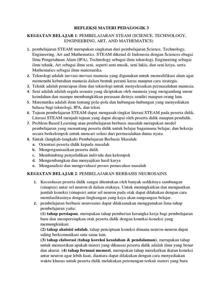Refleksi Materi Pedagogik 3 | PDF