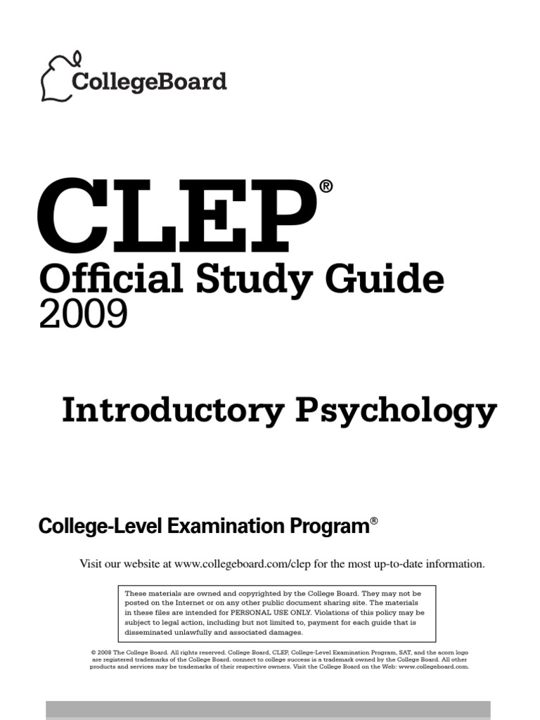 CLEP Intro Psychology | PDF | College Level Examination Program | Test ...