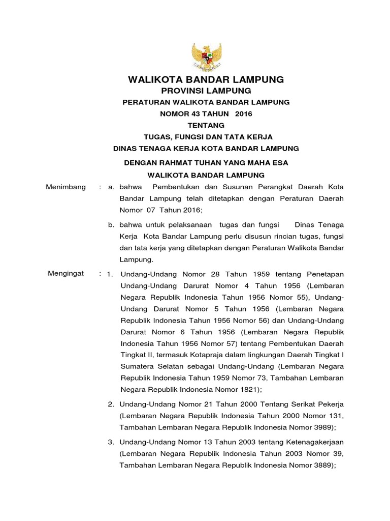 579-Perwali 43 Tahun 2016 | PDF