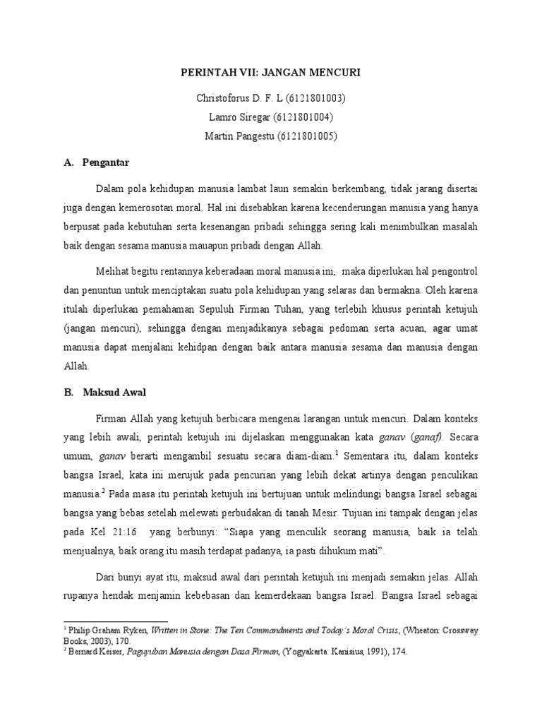 Perintah Vii Jangan Mencuri | PDF