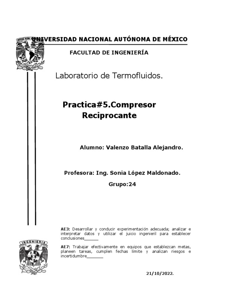 CompresorReciprocanteP5 | PDF | Ingeniería mecánica | Física Aplicada e ...