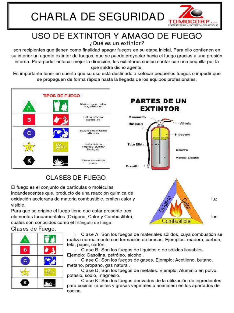 Charla de Seguridad-Uso de Extintores y Amago de Fuego | PDF ...