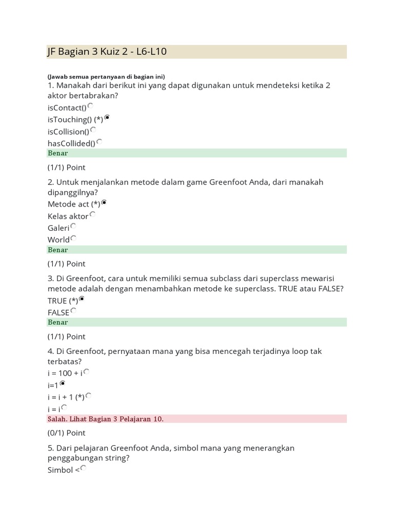 JF Bagian 3 Kuiz 2 - L6-L10 | PDF