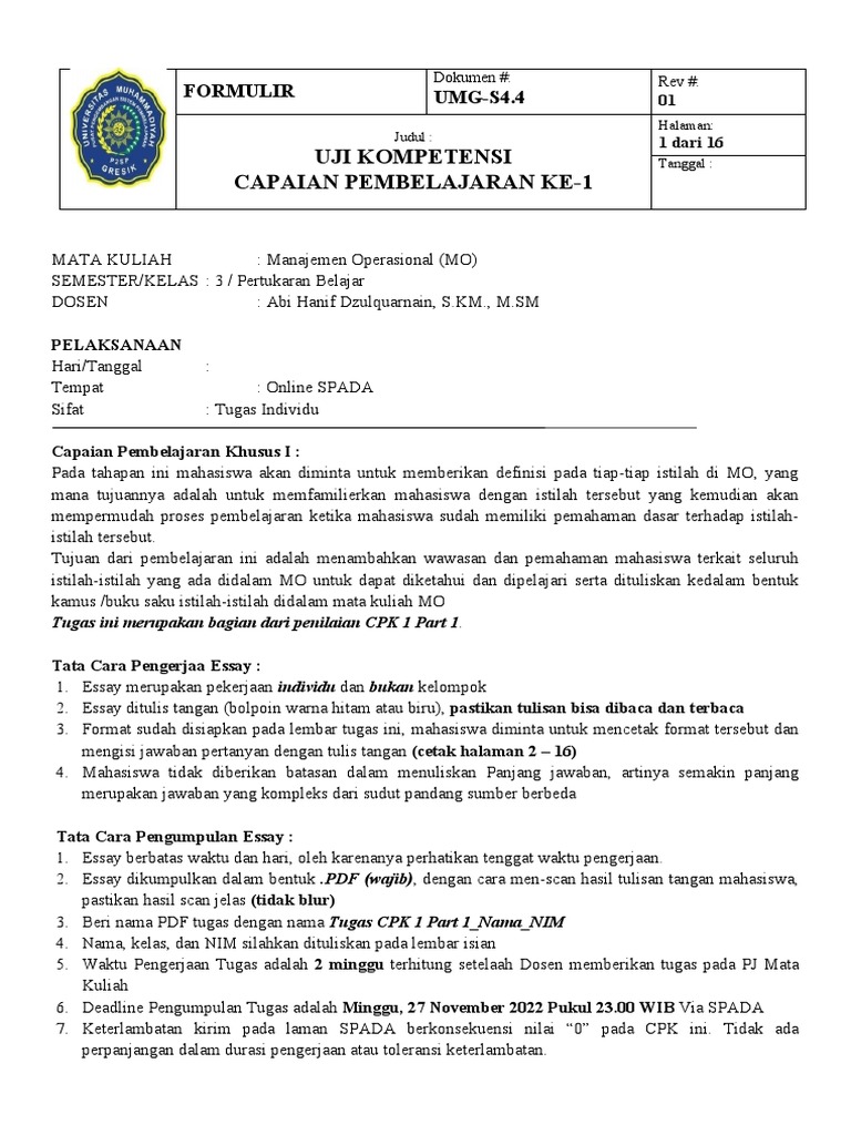 Tugas Part 1 - Kamus Besar Istilah MO | PDF