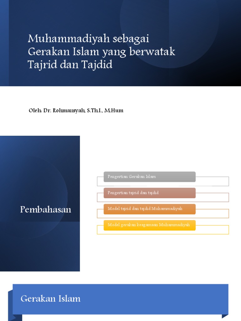 Muhammadiyah Sebagai Gerakan Islam Yang Berwatak Tajrid Dan Tajdid | PDF