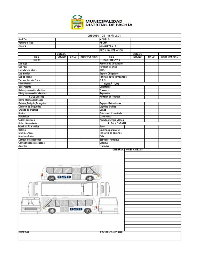 Check List Vehiculo Pasajeros | Descargar gratis PDF | Carros ...
