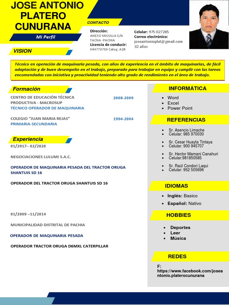 CV JOSE ANTONIO PLATERO_1.5MG-comprimido | PDF
