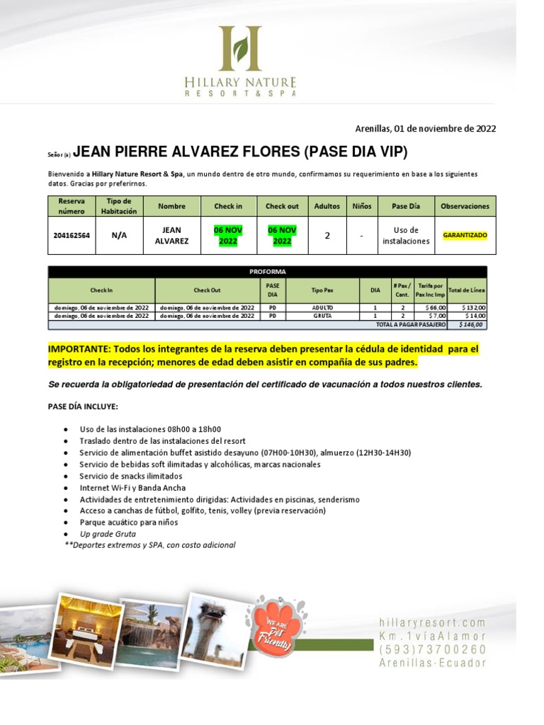 Jean Pierre Alvarez Flores (Pase Dia Vip) | PDF