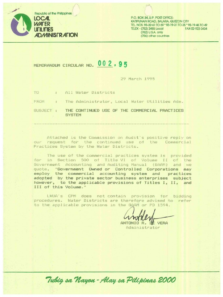 MC 1995 - 002 - The Continued Use of The Commercial Practices System | PDF
