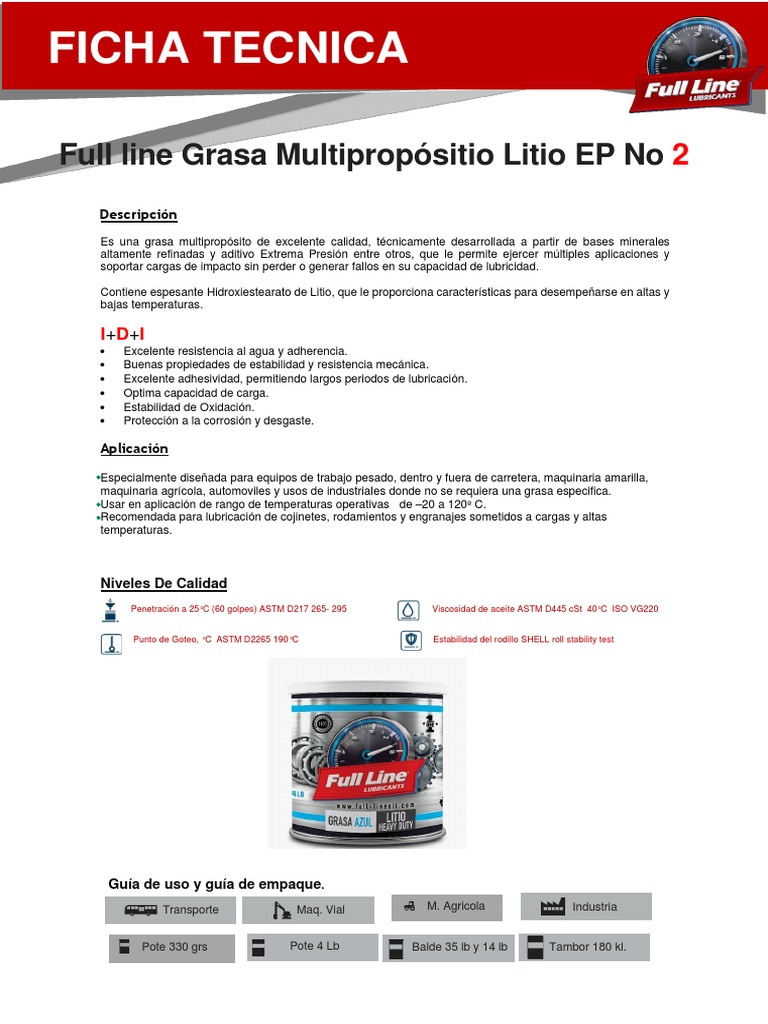 GRASA Multiproposito Litio EP #2 | PDF | Sustancias químicas ...