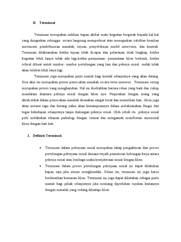 Terminasi Pada Pekerjaan Sosial | PDF