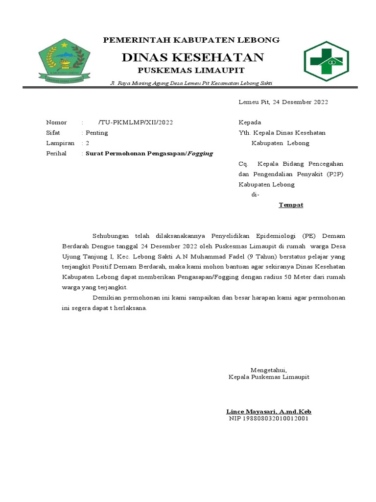 Surat Permohonan Fogging | PDF