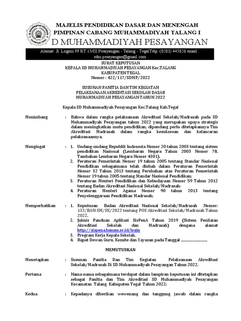SK Tim Akreditasi 2022 | PDF | Karier & Perkembangan