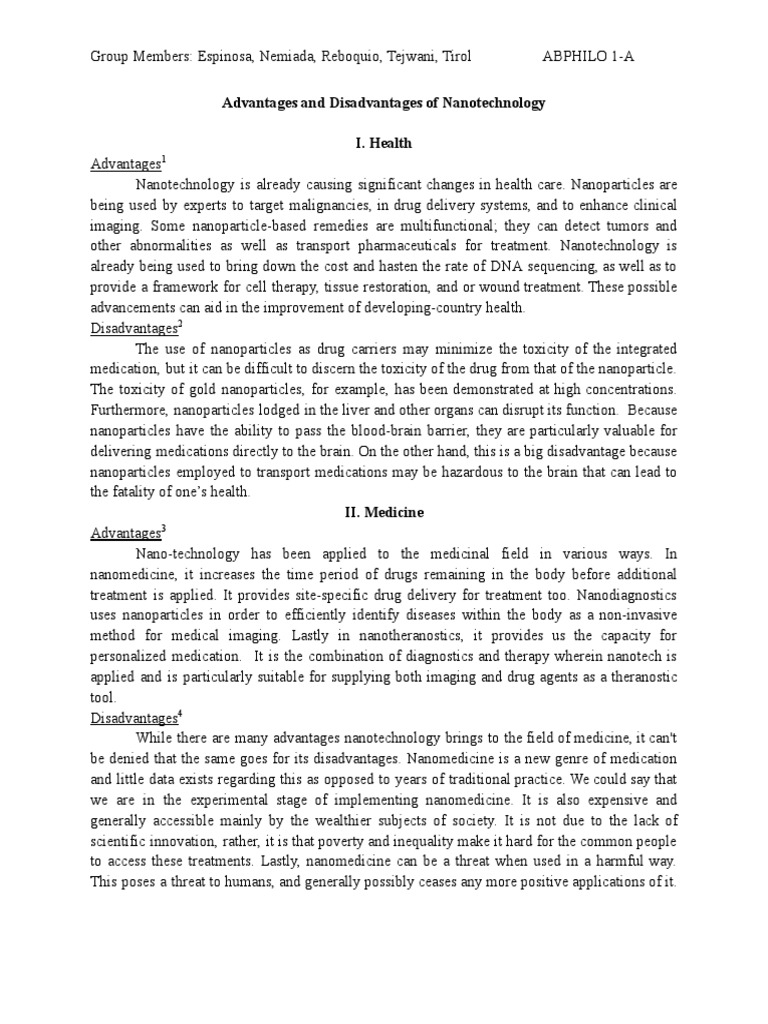 Advantages and Disadvantages of Nanotechnology | PDF | Nanomedicine | Nanotechnology