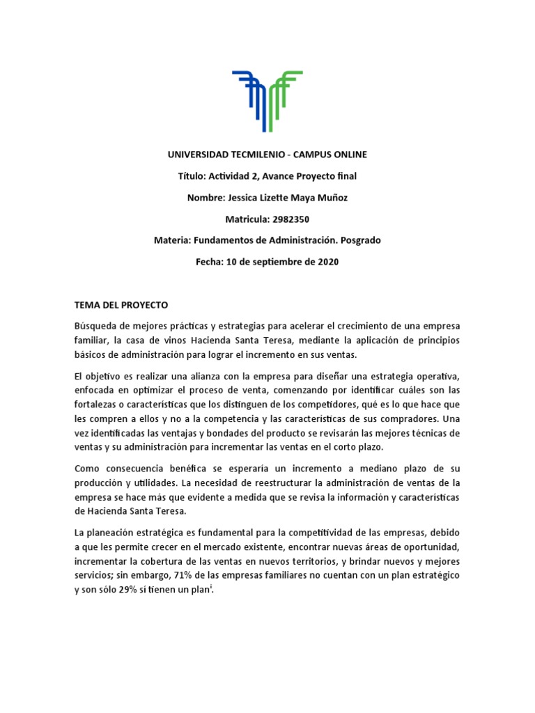 Actividad 2 8 Septiembre | PDF | Business | Planificación