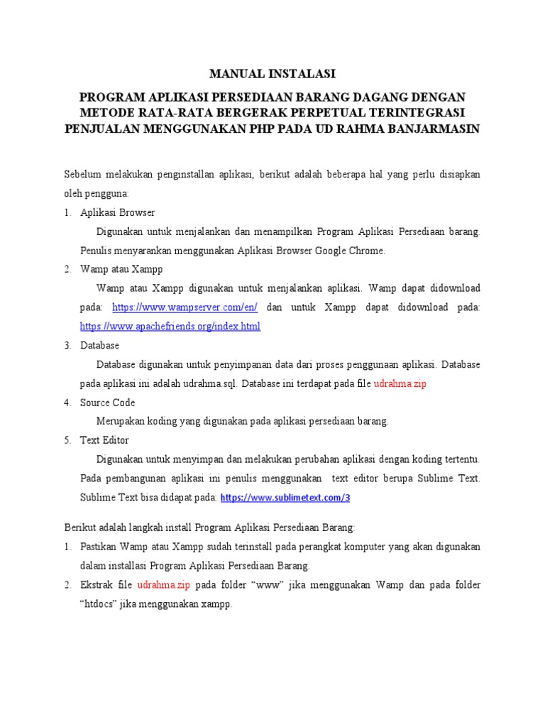 Manual Instalasi UD Rahma | PDF