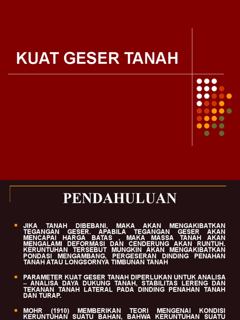 Kuat Geser Tanah | PDF | Teknologi & Rekayasa