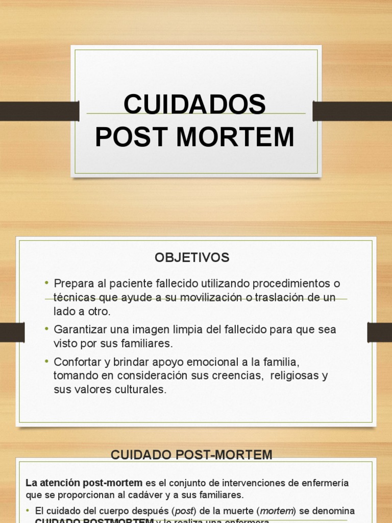 TEMA 7 CUIDADOS ´POST MORTEM | PDF | Enfermería