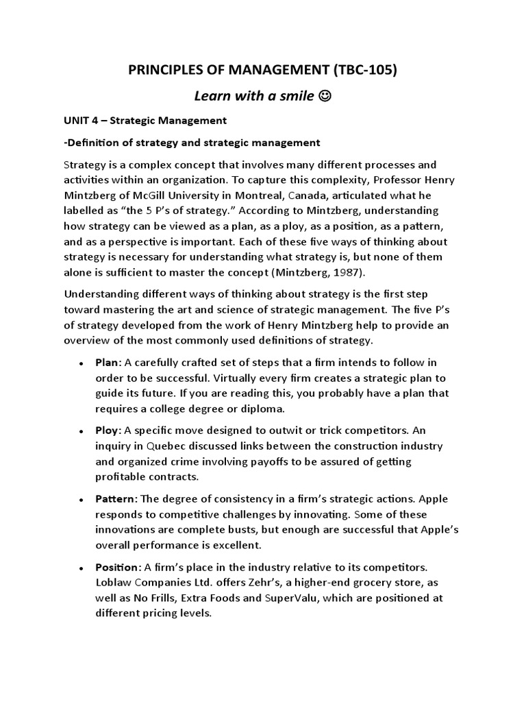 Unit-4 POM. BCA | PDF | Strategic Management | Goal