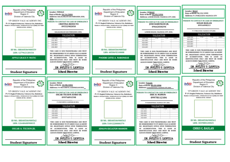 SHS Id Batch 18 | PDF