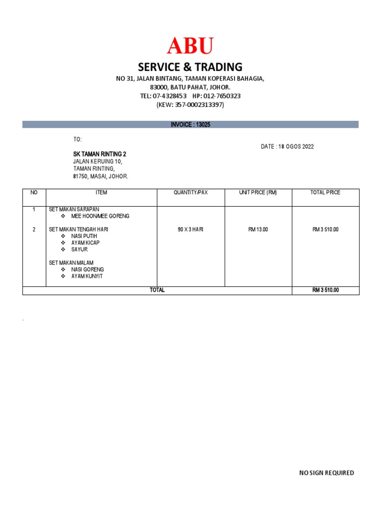 Invoice Hoki MSSJ 2022 | PDF