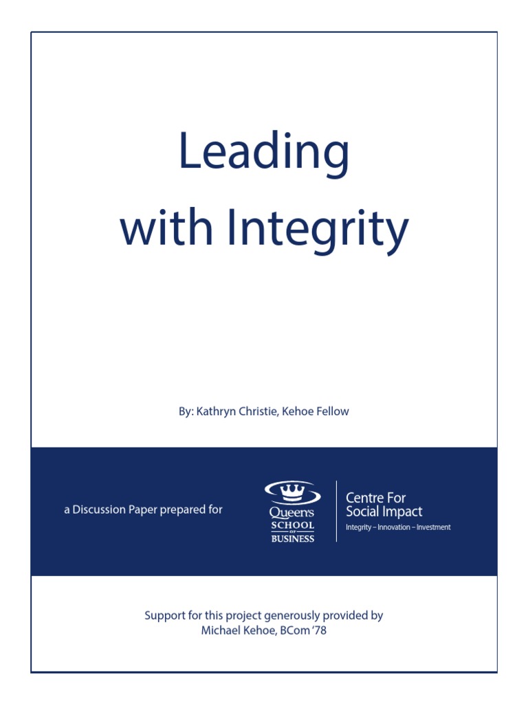 Leading With Integrity | PDF | Leadership | Integrity