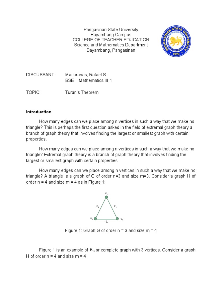 Macaranas, Rafael S. (Turan's Theorem) | PDF | Graph Theory ...