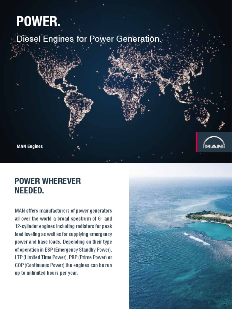 MAN Engines Power Energieerzeuger Diesel Broschuere | Download Free PDF | Diesel Engine | Engines