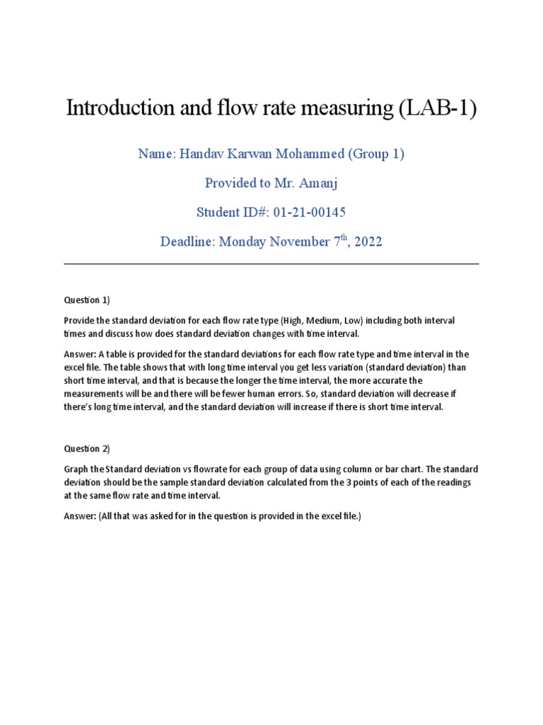 Lab 2 | PDF | Standard Deviation | Time