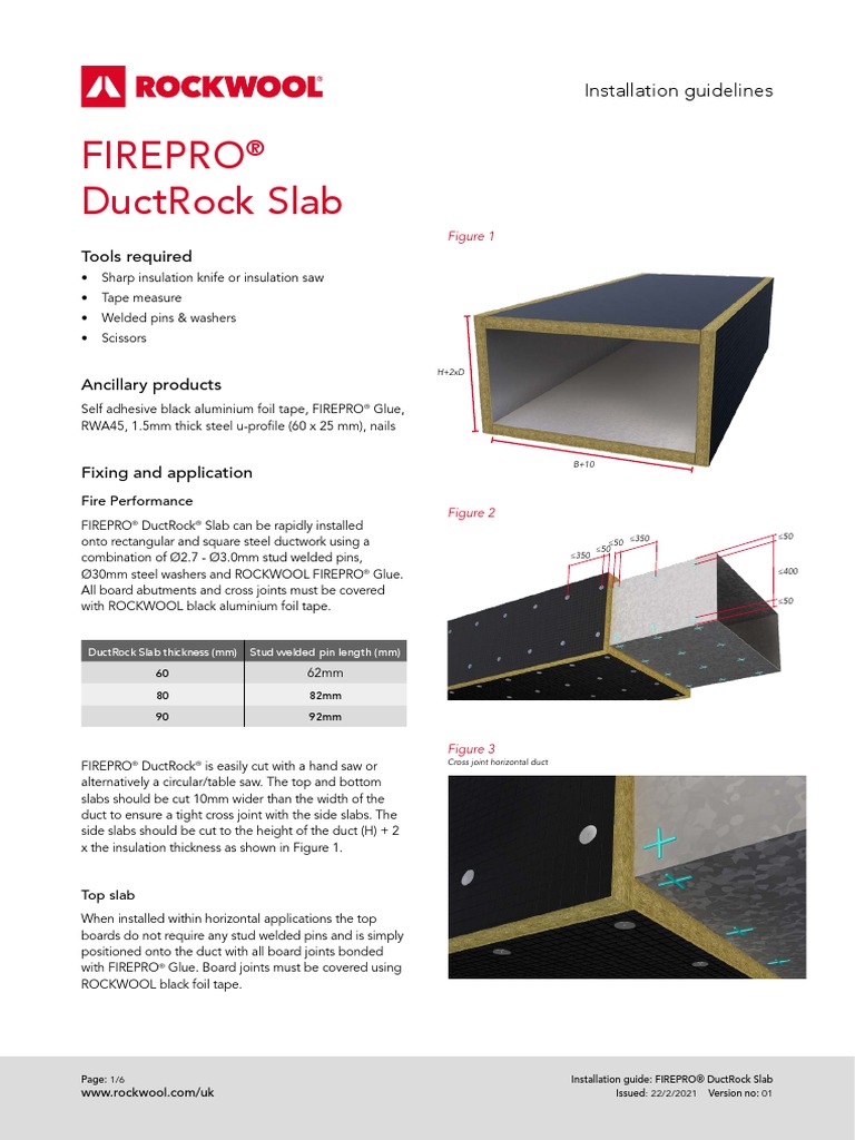 Firepro Ductrock Slab Installation Guide | PDF | Duct (Flow) | Adhesive